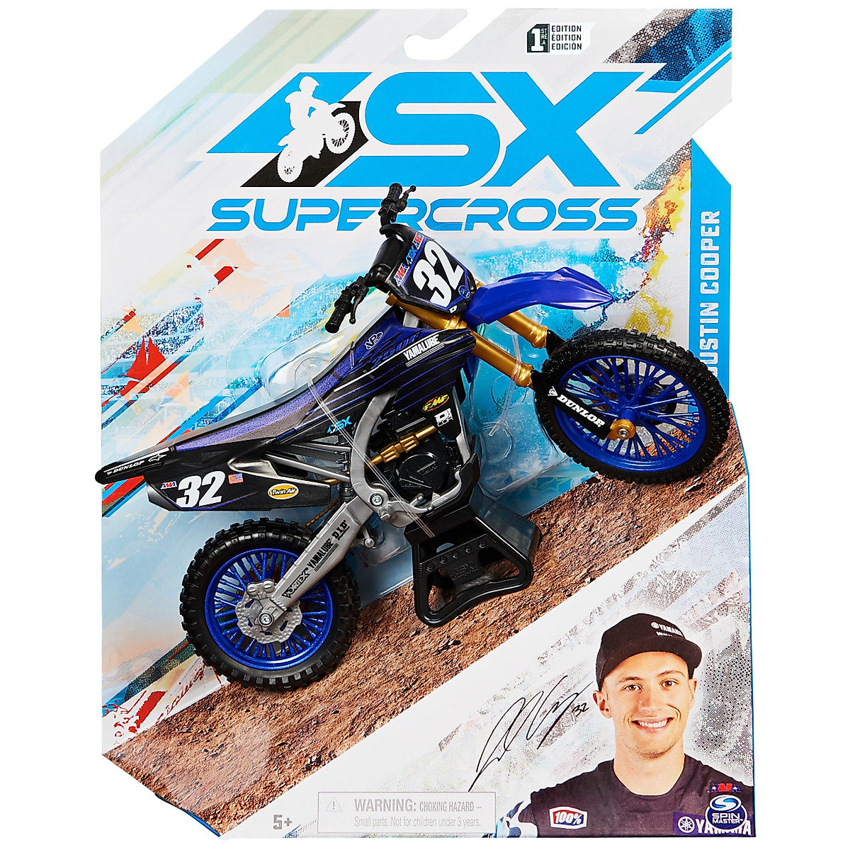 Supercross, Authentic Eli Tomac 1:10 Scale Collector Die-Cast Toy Motorcycle Replica with Display Stand,