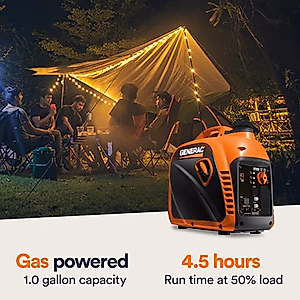 Generac 8251 GP2500i 2,500-Watt Gas Powered Portable Inverter Generator - Compact and Lightweight Design - Produces Clean, Stable Power - COsense Technology - CARB Compliant - Orange/Black
