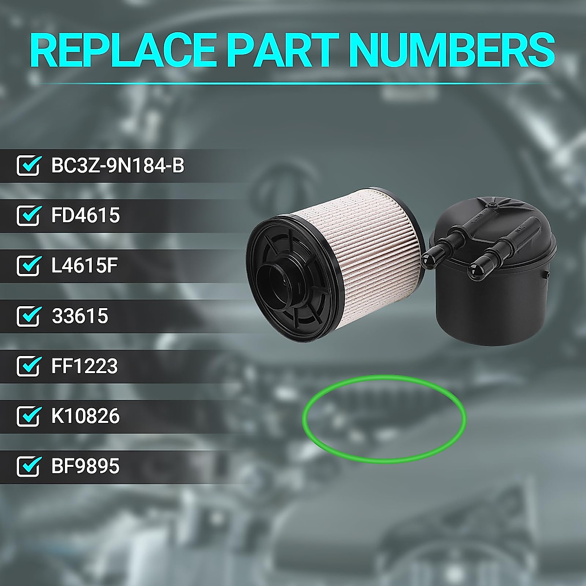 6.7 Powerstroke Fuel Filter - Compatible with 2011-2016 Ford F-250 F-350 F-450 F-550 Super Duty 6.7L V8 Diesel - Replace FD-4615 BC3Z-9N184-B - 5 Micron Fuel Filter Water Separator Kit