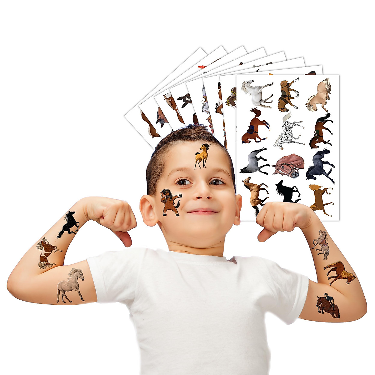 Horse Temporary Tattoos for Kids Birthday Party Supplies Favors 96PCS Tattoos Stickers Super Cute Gifts Party Decorations Girls Boys Classroom School Prizes Themed