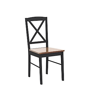 DUHOME Dining Chairs Set of 2 Wood Dining Room Chair with Cross Back, Kitchen Room Chair Side Chairs Nature Seat Black Base