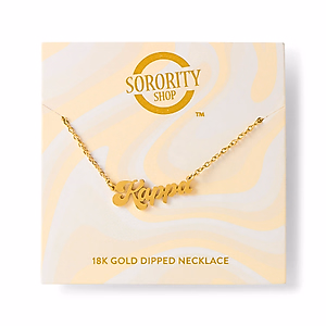 Sorority Shop Kappa Kappa Gamma Necklace — Retro Font Design with 18K Gold Plating, Kappa Kappa Gamma Gifts for Women