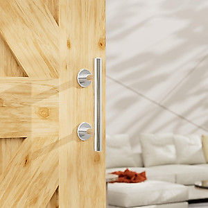 CCJH 9.5" Stainless Steel Sliding Barn Door Handles Pull Flush Hardware Set,Double Side for Gates Garages Sheds Furniture