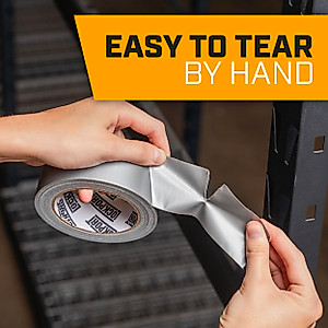 Lockport Duct Tape Heavy Duty Waterproof - 30 Yards x 2 Inch - 12 Roll Pack Silver Duct Tape Bulk - No Residue, Flexible, Strong, All-Weather Tape and Easy Tear - Grey Heavy Duty Duct Tape