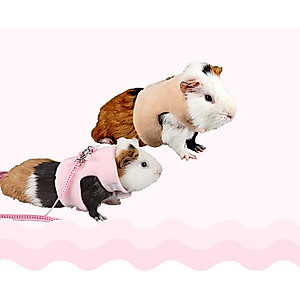 Guinea Pig Harness and Straps Adjustable No Pull Comfort Padded Walking Vest for Ferrets Guinea Pig Rabbit Hamster Puppy Kitten (Pink)