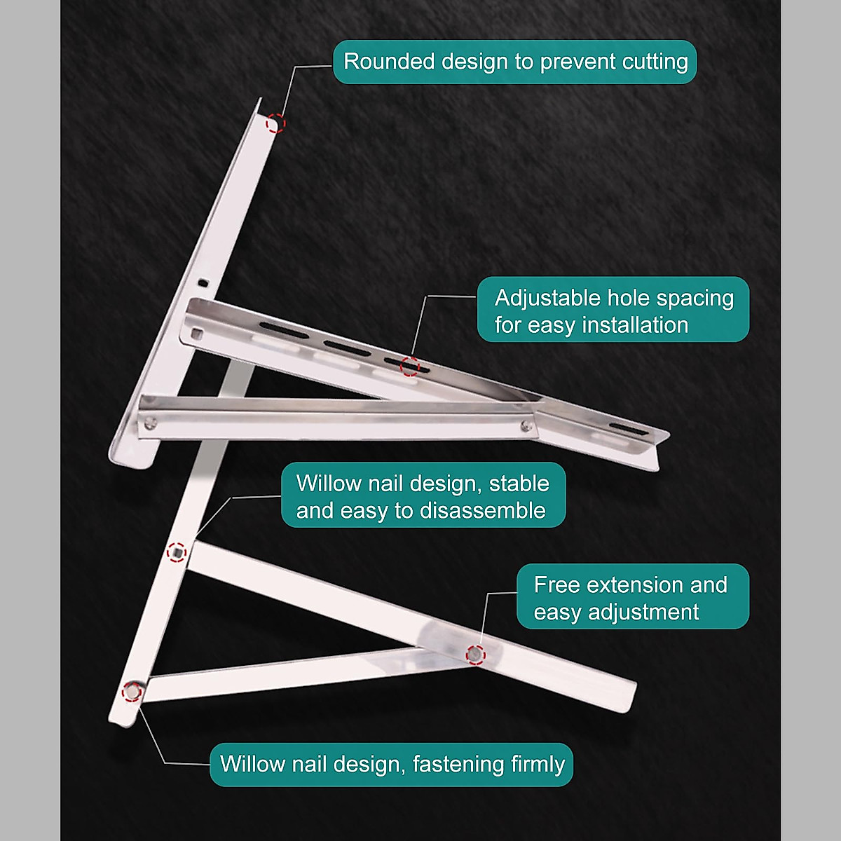 Mini Split Wall Mounting Bracket for 9000-36000 BTU Condenser, POIUNA Stainless Steel Ductless Mini Split Bracket up to 620 lbs for Air Conditioner Heat Pump Systems HVAC, Compressor