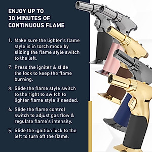 Refillable Butane Torch Gun - Adjustable Mini Blow Torch for Cooking, Welding, and Art by inZaynity