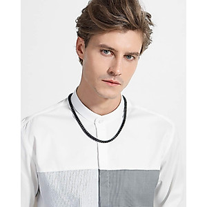 INBLUE 6MM Wide Chain Necklace for Men Stainless Steel Cuban Link Chain Necklace (Black, 21.6 Inch)