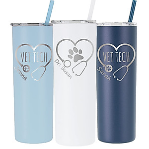 Personalized Veterinarian Laser Engraved 20 oz Tumbler with Straw, Vet Tech, Vet Gift, Vet Tech Gift, Vet Assistant