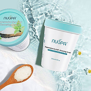 Nuspa Peppermint Sea Salt Scalp Scrub, Natural Scalp Exfoliator, Dandruff Dry Scalp Treatment Shampoo with Moisturizing Jojoba Oil and Avocado Oil, Cruelty-free