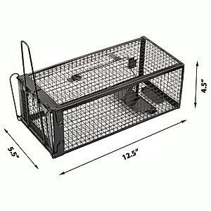 Anyhall 2-Pack Rat Traps Humane Live Mouse Vole Chipmunk Trap Cage for Indoors and Outdoors (Black)