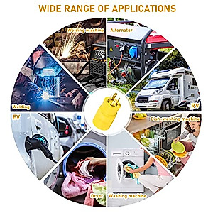 HDWS NEMA L14-30P to 6-50R 240V Compact Generator Adapter Connector, 30Amp Twist Lock 4 Prong Male Plug to 3 Prong Female Receptacle Adapter for Welder Generator Dryer EV Charger, Yellow