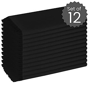 Cotton Clinic Cloth Dinner Napkins Fringes – Perfect Everyday Use Table Napkins – Soft Durable Washable – Ideal for Party Wedding Christmas Easter – Set of 12-20x20 inches Black Napkins