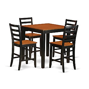 East West Furniture PBFA5-BLK-W Kitchen Set, 5 Pieces