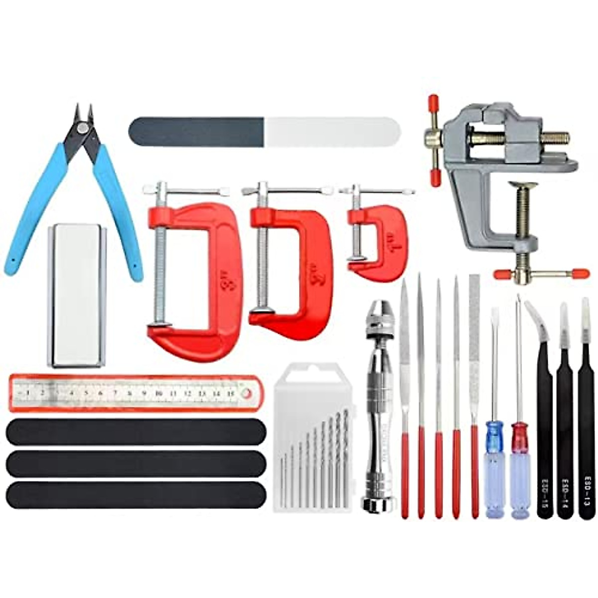 BXQINLENX Professional 23 PCS Gundam Model Tools Kit Modeler Basic Tools Craft Set Hobby Building Tools Kit for Gundam Car Model Building Repairing and Fixing(K)