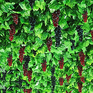 ASkinds 5Pcs Artificial Grapes Vines Leaves Hanging Grapes Rattan Leaves Fruit Grapevines Rattan Artificial Greenery Garland for Home Garden Wedding Party Decoration