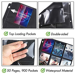 450 Pockets Trading Card Sleeves Binder, Baseball Card Binder Sleeves fit for MTG, Yugioh Cards, Standard Size Sports Card, 3 Ring Binder Card Holder Protector