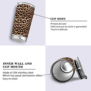 SUABO Leopard Print Cheetah Pattern Tumbler with Lid,Stainless Steel,Vacuum Insulated Coffee Mug,Sport Water Bottle Drinking Cup,Stays Cold/Hot,600 ML
