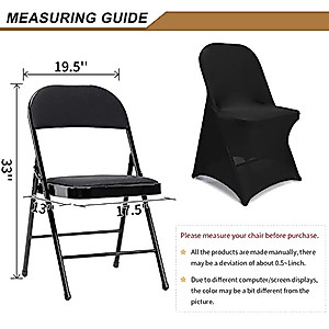 Jieqier Spandex Folding Chair Covers, Black Folding Chair Slipcovers 10 PCS, Universal Fitted Chair Slipcovers for Wedding, Party, Banquet, Holidays, Celebration