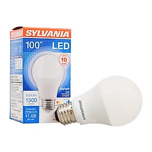 SYLVANIA LED Light Bulb, 100W Equivalent A19, Efficient 14W, Medium Base, Frosted Finish, 1500 Lumens, Daylight - 1 Pack (79294)