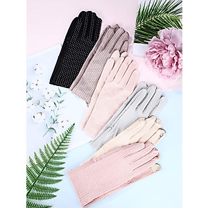 6 Pairs Women Summer UV Protection Gloves Touchscreen Driving Gloves Non-Slip Sun Protective Gloves (Purple, Black, Pink, Light Pink, Beige, Gray)