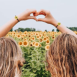 AUEAR, 2Pcs Bracelets Best Friends Sunflower Bracelet Pinky Promise Long Distance Matching Bracelet Anklets for Birthday Couples Mother Women Adjustable Cord