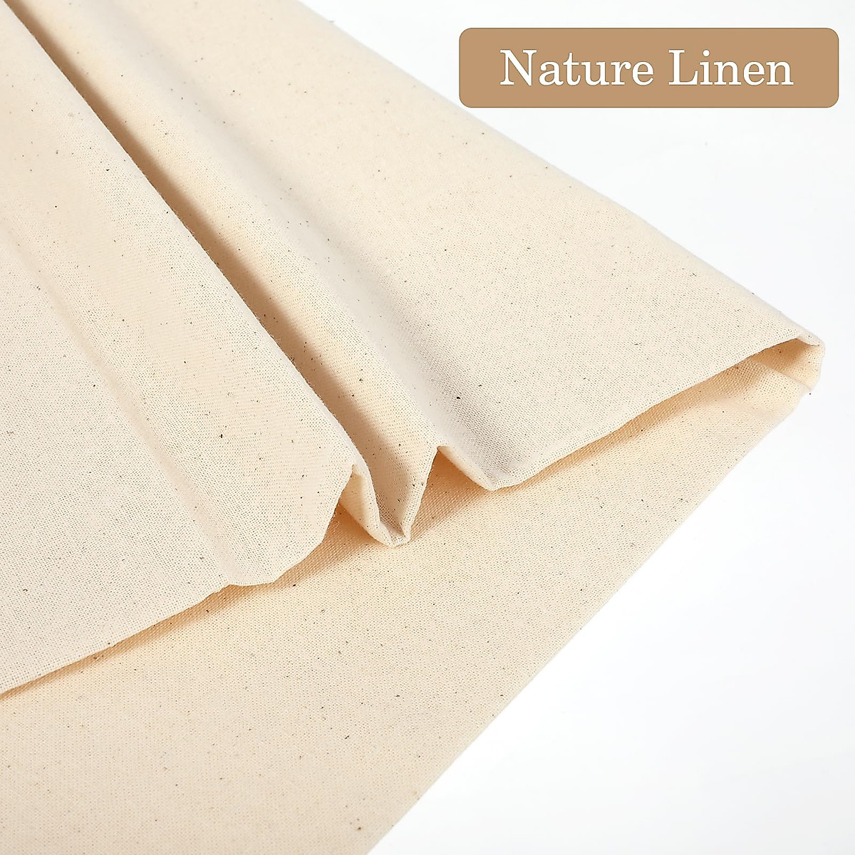 Nature Linen Needlework Fabric 100% Cotton Muslin Fabric, 63x19 Inch Plain Solid Colour Linen Fabric Cloth Cotton Fabric Bleached Natural Unbleached for Sewing Clothing and Handicraft Production
