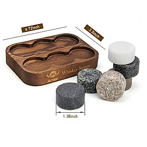 Whiskey Stones, Set of 6 Whiskey Chilling Stones, Reusable Ice Cubes, Whiskey Rocks - Perfect Whiskey Gifts for Men