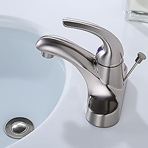 Bathroom Sink Drain with Lift Rod, Brushed Nickel Sink Drain with Overflow, ARCORA Drain Stopper for Vessel Sink