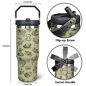 ysnifeiw 30oz Frog Tumbler with Handle and Straw, Stainless Steel Insulated Frog Cup with Top Handle and Lid, Frog Coofee Mug Gifts for Women Men