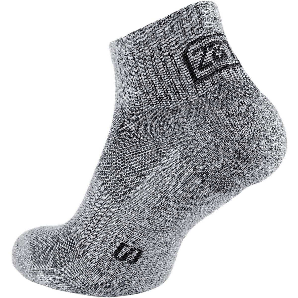 281Z Running Cushion Ankle Low Cut Socks - Athletic Hiking Sport Workout (Stone Grey)(Small 6 Pairs)