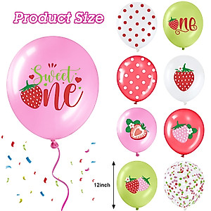 36 Pcs Strawberry Theme Balloons Strawberry Sweet One Party Balloons Bouquet Strawberry Party Decorations for Girls First Birthday Party Summer Fruit Party Baby Shower Supplies, 12 Inch