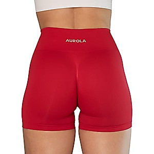 AUROLA Dream Collection Workout Shorts for Women High Waist Seamless Scrunch Athletic Running Gym Yoga Active Shorts Chinese Red
