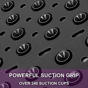 Reetual XL Shower Mat Non Slip - 27x27 Bath Mat for Shower Stall or Large Bathtub Mat with 240 Powerful Suction Cups and Drain Holes. Black Shower Mats for Bathroom, Anti Slip for Elderly and Kids