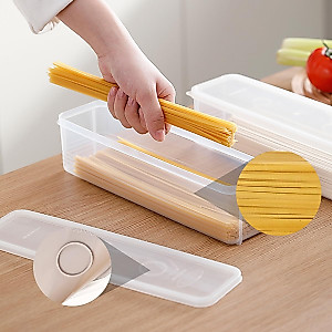 Voittozege 6 Pack Pasta Storage Containers with Lid Clear Spaghetti Storage Container Organizer 3 x 12 x 3inch Stackable Long Noodle Holder for Storing Pasta Spaghetti Candy - Food Storage BPA Free