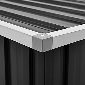 YEZIYIYFOB 148.6 gal Outdoor Garden Storage Deck Box Metal Steel Patio Storage Chest Container Storage Organizer Cabinet for Patio, Lawn, Backyard, Outdoor Anthracite + 50.8"x26.4"x25.6"