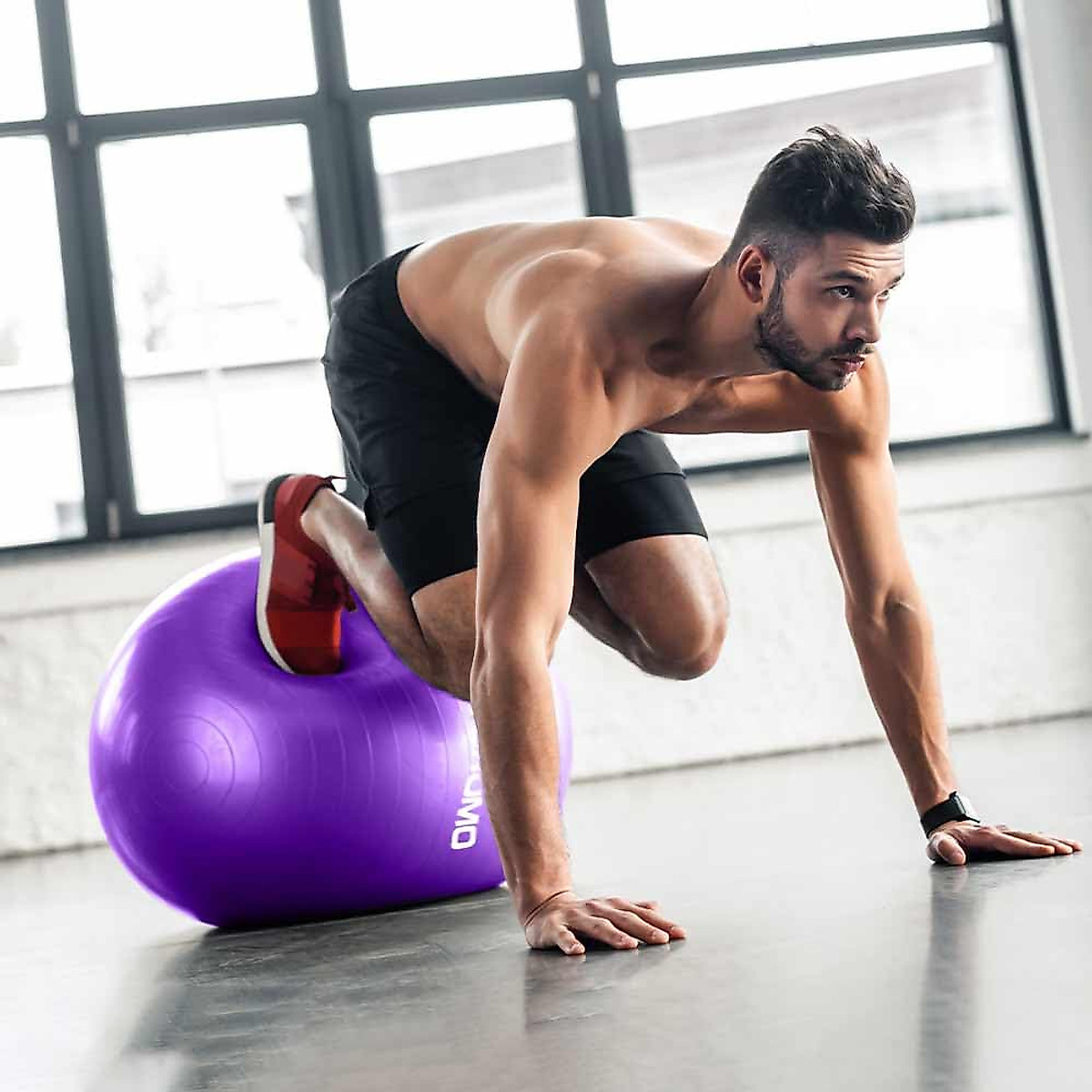 STOROMO Exercise Ball,Yoga Ball(with Exercise Tutorial)，Extra Thick Non-Slip,Holds 2500 lbs, Workout Ball for Pregnancy Birthing and Balance Stability (Purple, 45cm/17.7in)