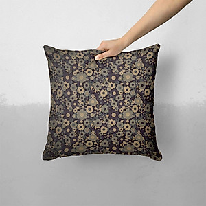 iiRov Tiny Gold Floral Sprockets - Custom Decorative Home Decor Indoor or Outdoor Throw Pillow Cover Plus Cushion Set for Sofa, Bed or Couch (Pillow CASE Cover Plus Cushion)