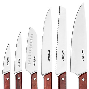 Chef Knives Set, 6-Piece Kitchen Knife Set, Sharp Professional Cooking Knives with High-Carbon-Stainless-Steel Blades