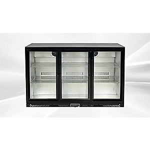 Beer Back Bar Cooler 3 Glass Sliding Door 53" Width Beer Fridge NSF Certified Beverage Refrigerator 11.8 cu.ft Under Counter Height 35°-46°F Black bb3dup