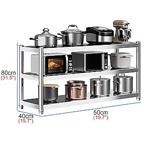 Stainless Steel Workbench Open Shelves Large Space Multifunctional Commercial Preparation Table Brushed Process Easy to Clean Suitable for Kitchen Restaurant Factory Warehouse