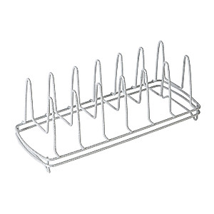 Laura Ashley Lid Organizer for Pots & Pants, in Cabinet or Countertop Speckled Kitchen Collection, 13.6"x 5.3"x 5.4", White