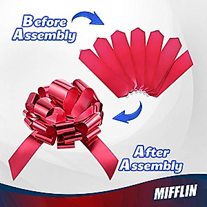 MIFFLIN-USA Big Car Bow (Shiny Red, 18 inch) Gift Bow, Giant Bow for Car, Birthday Bow, Huge Car Bow, Car Bows, Big Red Bow, Bow for Gifts, Christmas Bow for Cars, Gift Wrapping, Big Gift Bow