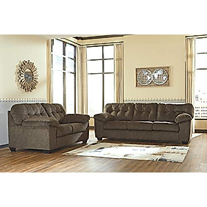 Signature Design by Ashley Accrington Plush Loveseat with Tufted Back, Brown
