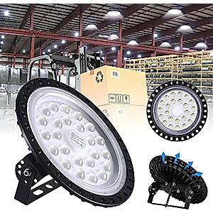 LED High Bay Light 100W, 10000LM UFO LED High Bay Light, 6000K High Bay LED Lights, IP54 Warehouse LED Lights Commercial Warehouse Area Light, Bay Lights-Bay Lighting for Garage Factory Workshop Gym