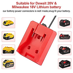 ZLWAWAOL Power Wheel Adapter with Fuse & Switch,Battery Adapter for Dewalt 20V for Milwaukee M18 18V Battery,with 14 Gauge Wire,Power Convertor for DIY Ride On Truck,RC Toys,Robotics and Work Lights