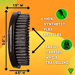 Veeta Superior Medium Wave Brush - Hair Brush for Men with 100% Synthetic Flex Bristles, Curved Design, and Protective Cover - Ideal for Short or Long Wavy Hair