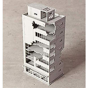 EatingBiting N Scale 1/144 1:144 Ruined Damaged Building After War Assembling Model Outland Realism Scene for DIY Sand Table Garden Micro Landscape Ornaments Decor Supply DIY Player Spray Painting