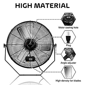 HealSmart 24 Inch Industrial Wall Mount Fan, 3 Speed Commercial Ventilation Metal Fan
