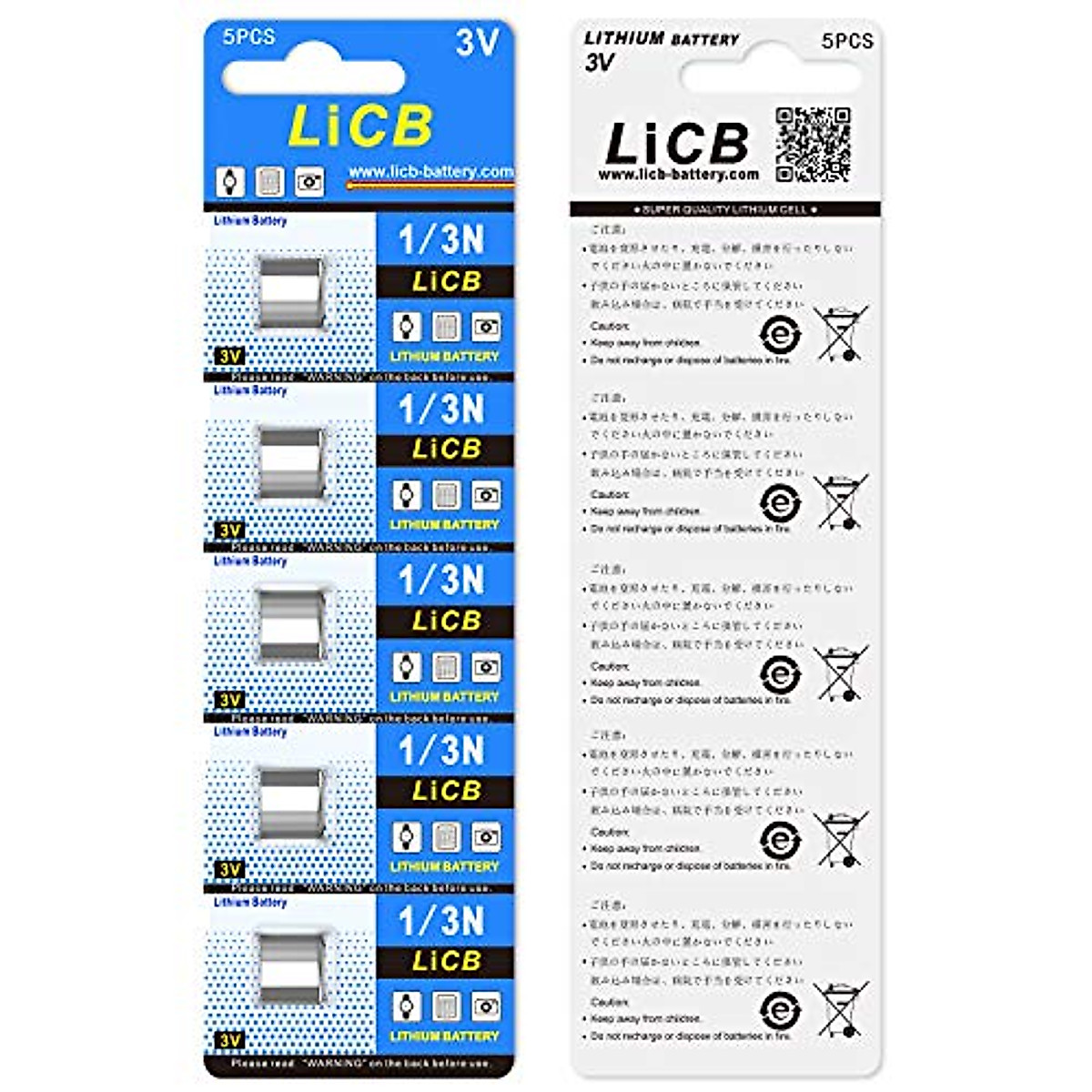 LiCB 10 Pack CR1/3N Battery 3V Lithium CR 1/3N Batteries